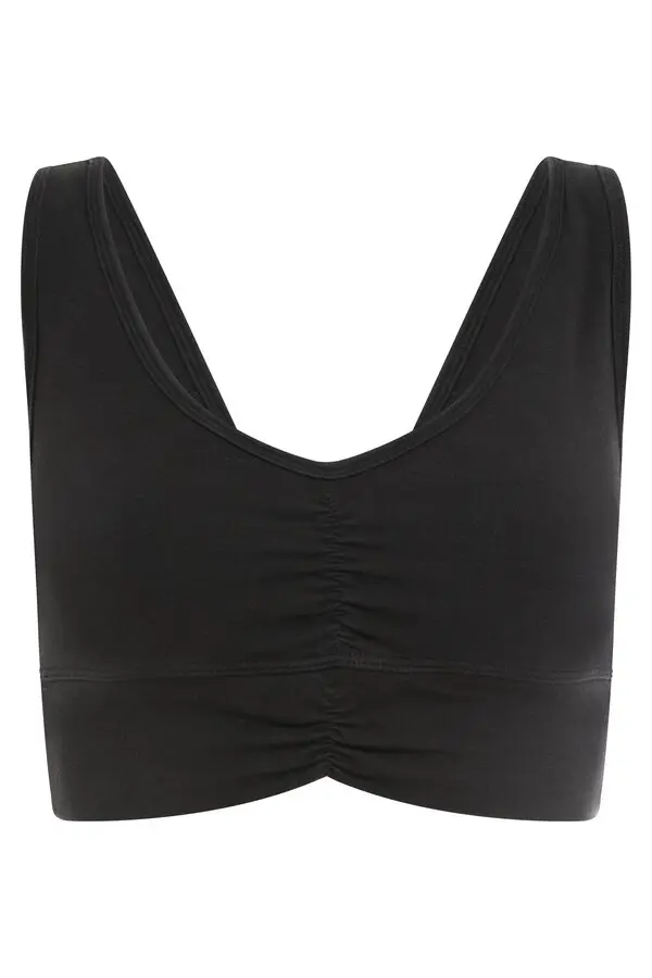 Electric & Rose Cropped Cotton Top For Everyday Wear - Black