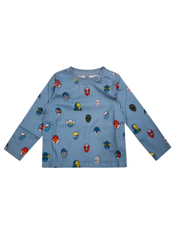 Stella McCartney Mini Long Sleeve Robot T-shirt - Azzurro