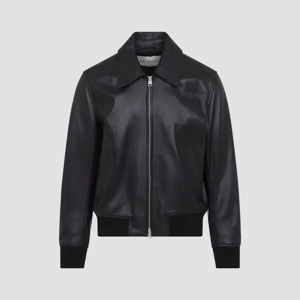 AMI Paris 100% Lamb Leather Zipped Jacket