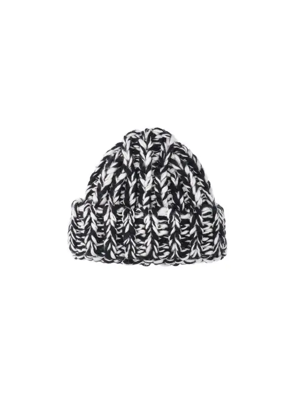 AMI Paris Chunky Knit Beanie Hat - Black