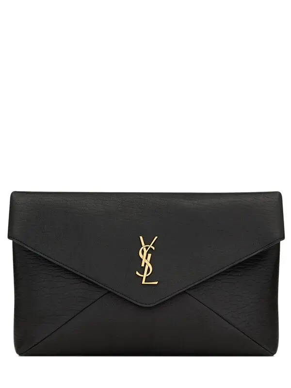 Saint Laurent Leather Envelope Clutch - Nero