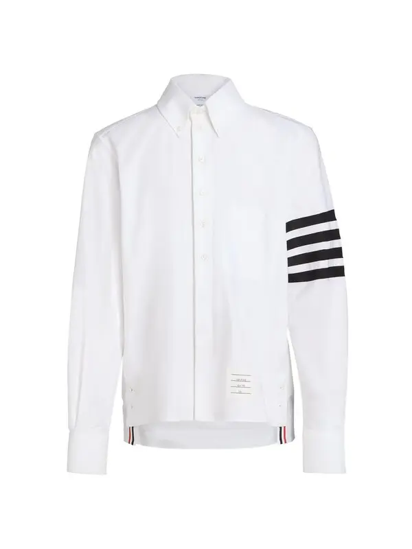 Thom Browne Straight Fit Button-down Shirt With Signature Stripes