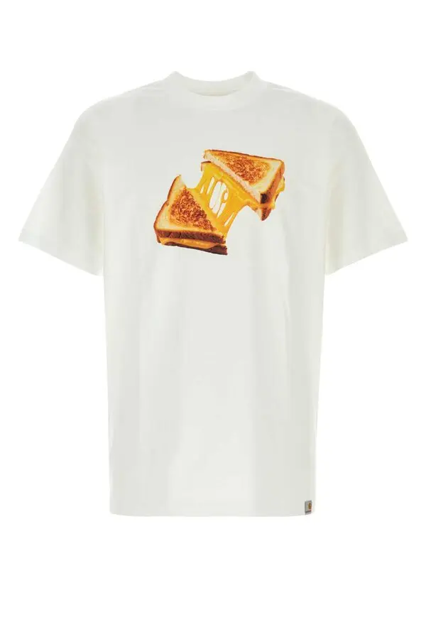 Carhartt Work In Progress Cheese Toast Graphic T-shirt In 100% Organic Cotton - White