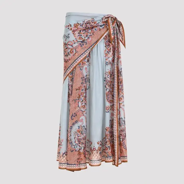Zimmermann Silk Scarf Midi Skirt - Blue