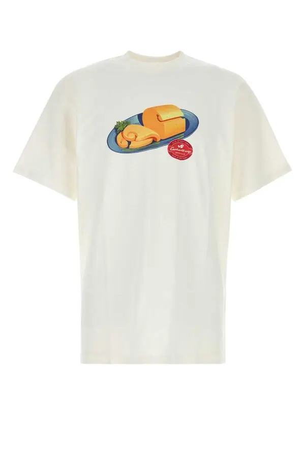 Carhartt Work In Progress Short Sleeve T-shirt Fromage Stitch Detail