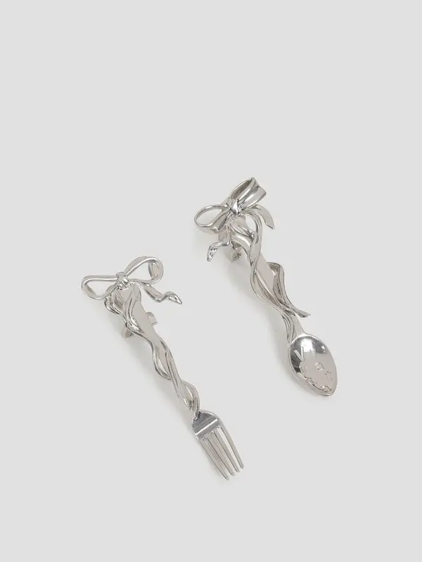 Vivetta Cutlery Clip Earrings, 8 Cm Mini - Palladio