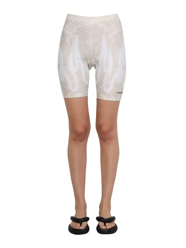 VISION OF SUPER Paisley Pattern Cyclist Bermuda Shorts - Beige