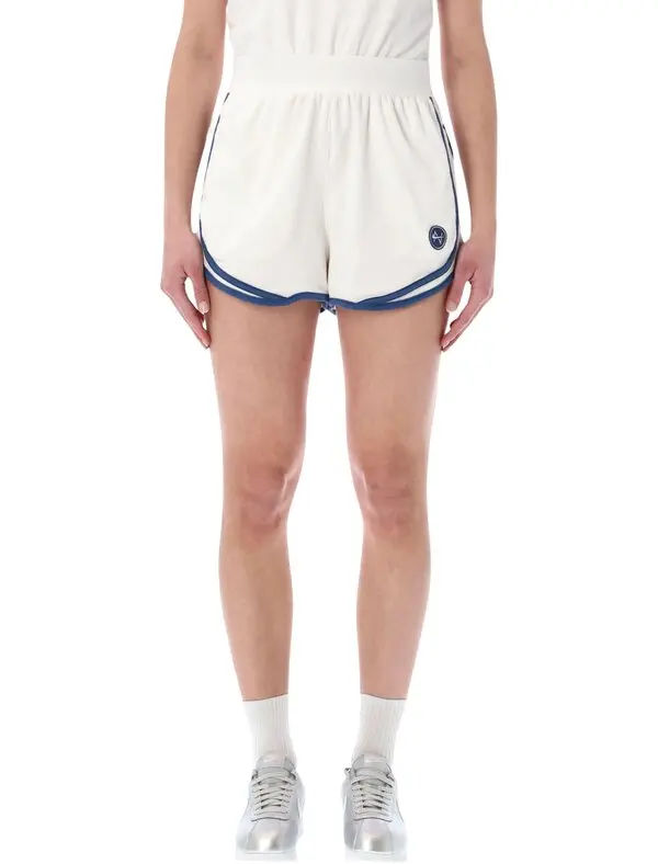 Nike Relaxed Fit French Terry Lounge Shorts With Drawstring And Contrast Trims - Sail Mistic Blue