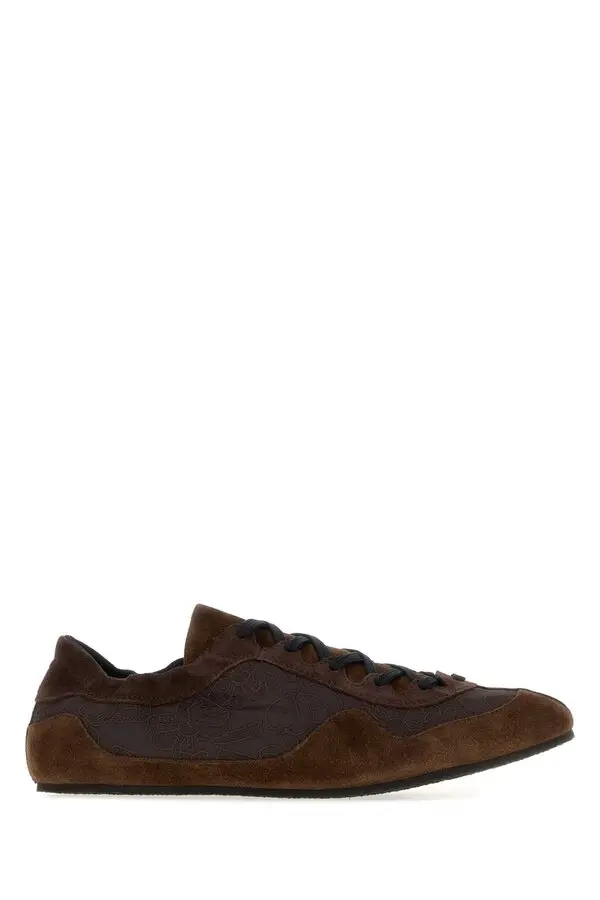 Cecilie Bahnsen Fabric And Suede Sneaker - Brown