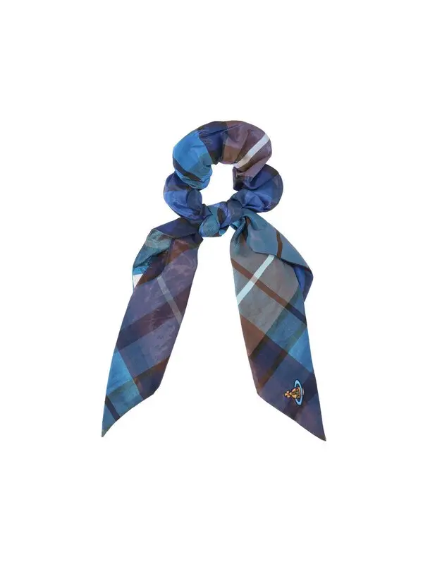 VIVIENNE WESTWOOD Plaid Hair Scrunchie Scarf - Blue