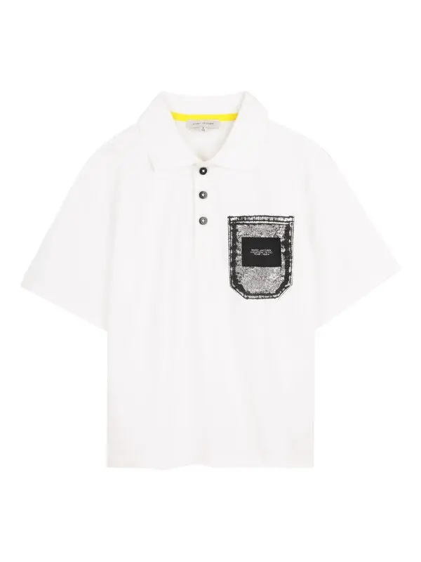 Marc Jacobs Mini Trompe L'oeil Pocket Print Short Sleeve Polo - White