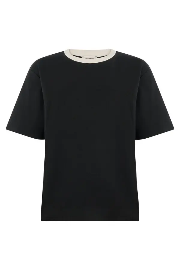 Max Mara Crewneck T-shirt In 100% Cotton - Black