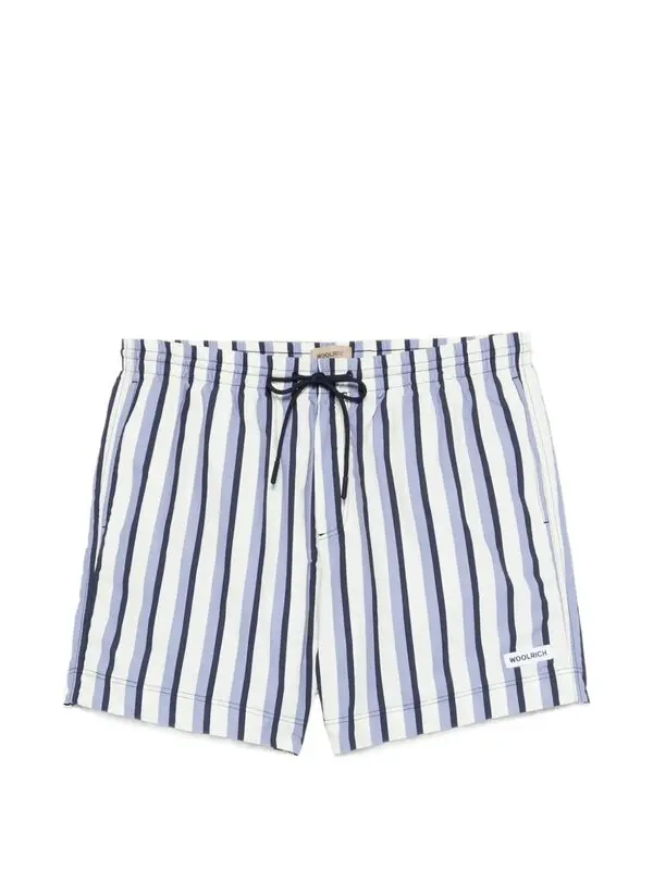 Woolrich Wool-blend? Actually: Striped Swim Shorts With Adjustable Drawstring Waist And Pockets