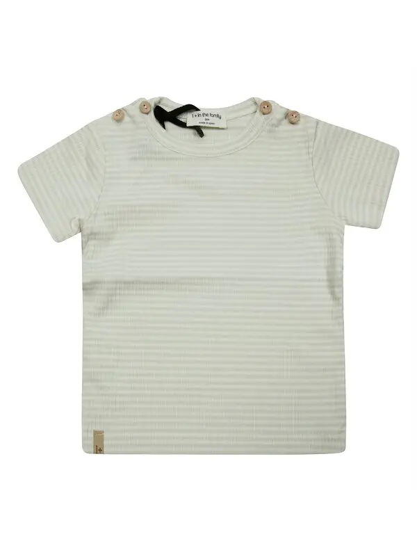 1+IN THE FAMILY Mini Striped Short Sleeve T-shirt With Buttons - Verde