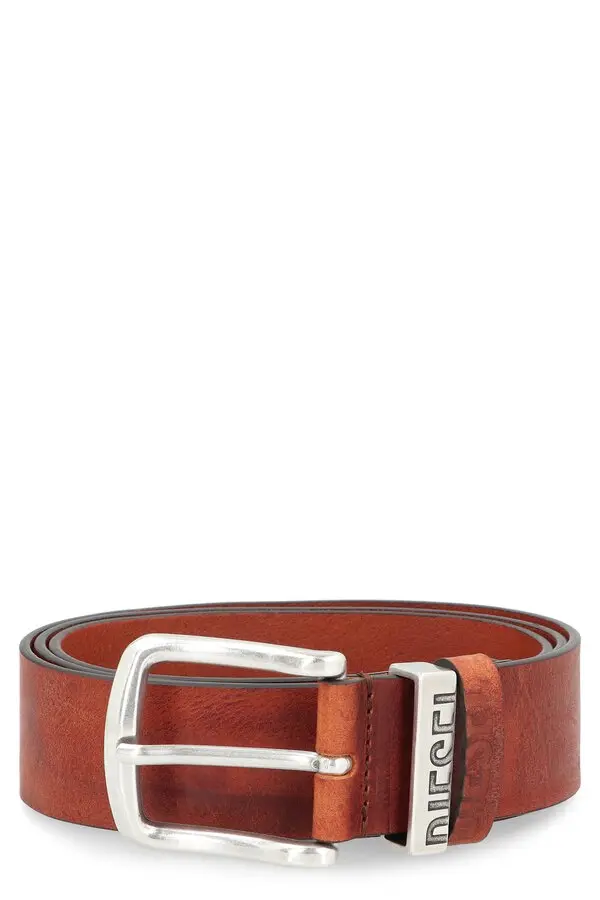 DIESEL® B-visible Leather Belt With Silver-tone Buckle
