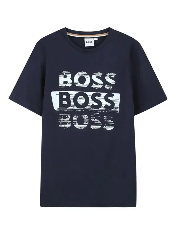 Hugo Boss Logo Printed T-shirt With Crew Neckline Short Sleeves - Blue