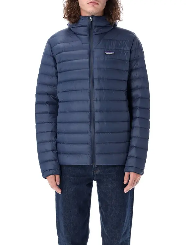 Patagonia Down Sweater Hoodie- Warm & Wind-resistant Insulated Jacket With Adjustable Hood - Blu
