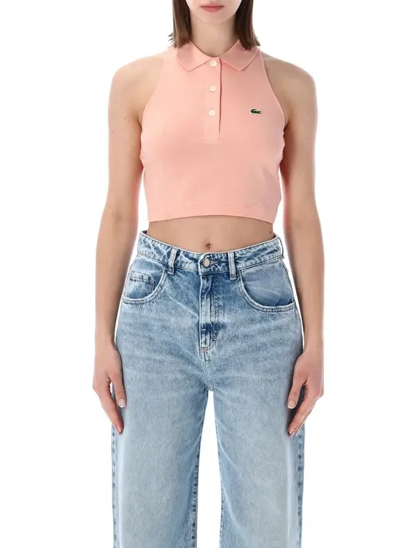 Lacoste Fitted Sleeveless Polo Top For
