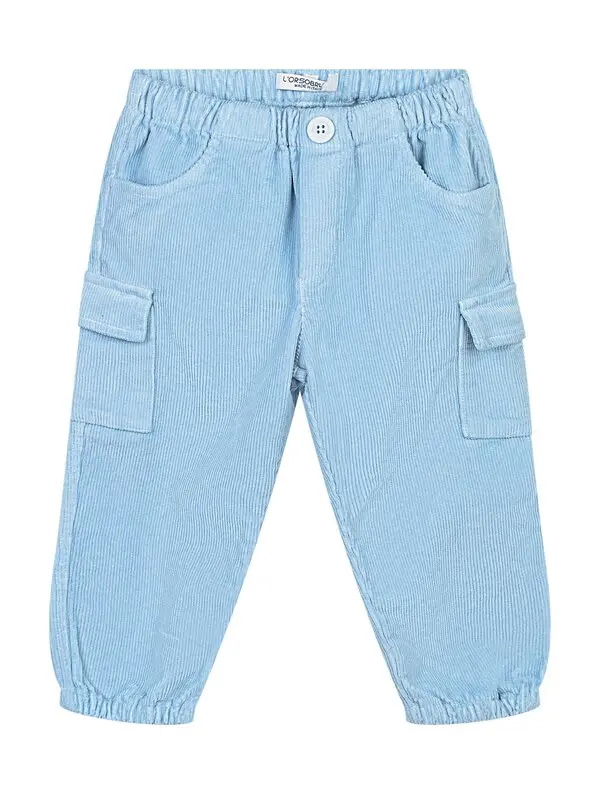 L'ORSOBRUNO Mini Cargo Trousers In Plush Fabric