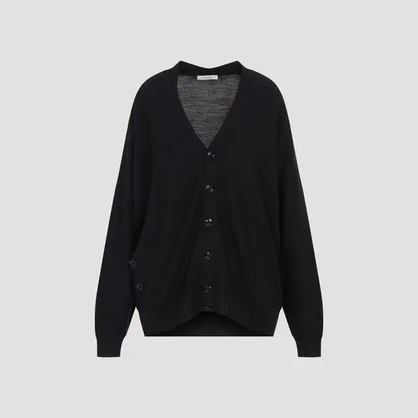 LEMAIRE Relaxed Twisted Wool Cardigan Sweater - Black