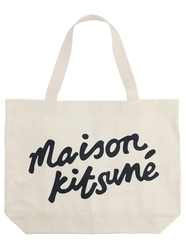 Maison Kitsuné Stylish Tote Handbag With Script Design 32.5 Cm X 43 Cm