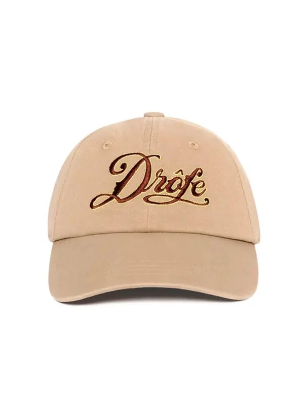 Drole De Monsieur Six-panel Baseball Cap With Embroidered Slogan - Beige