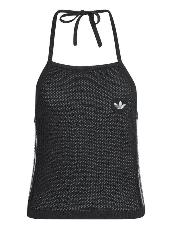 ADIDAS ORIGINALS Slim Fit Knit Top With Drawstring Fastening - Black