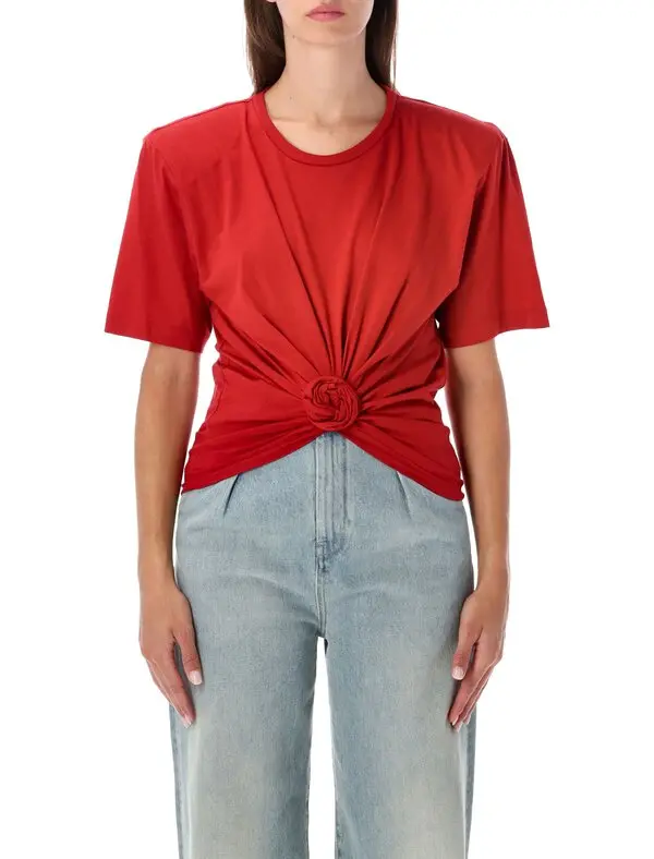 Magda Butrym Short Sleeve Knot Front T-shirt - Rosso