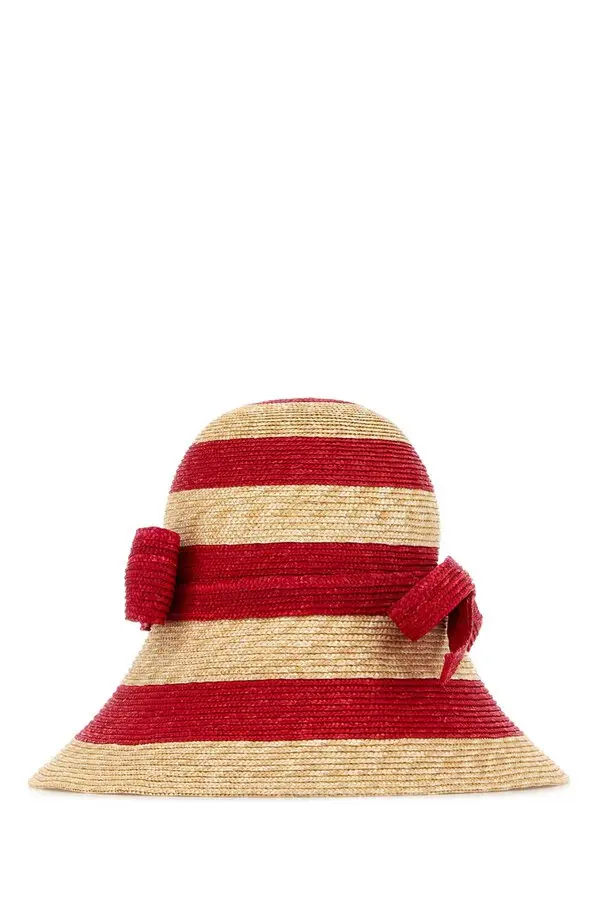 Valentino Garavani Embroidered Raffia Bucket Hat For - Stripped