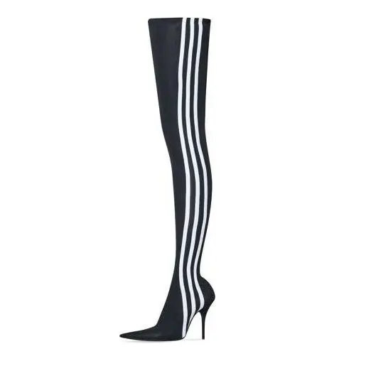 Balenciaga X Adidas Knife Over The Knee Boots 'black White - Black/white