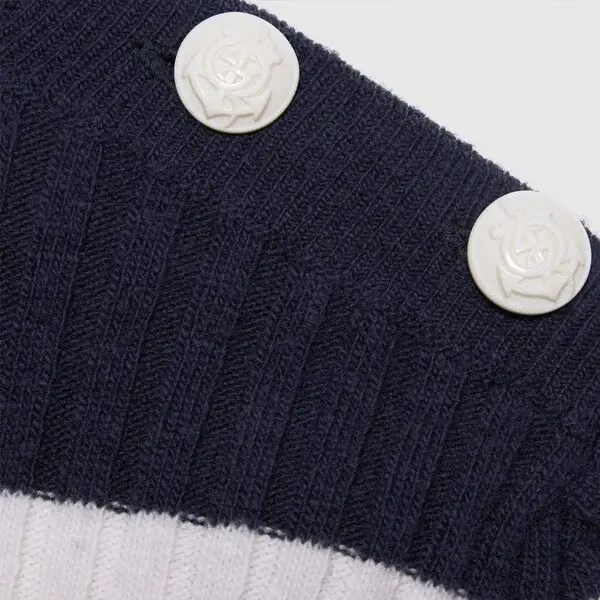 Gucci Striped Rib Stitch Wool Top 'ivory Blue Red