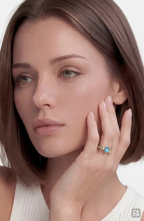Lagos Signature Caviar Sterling Silver And 14k Gold Swiss Blue Topaz Ring
