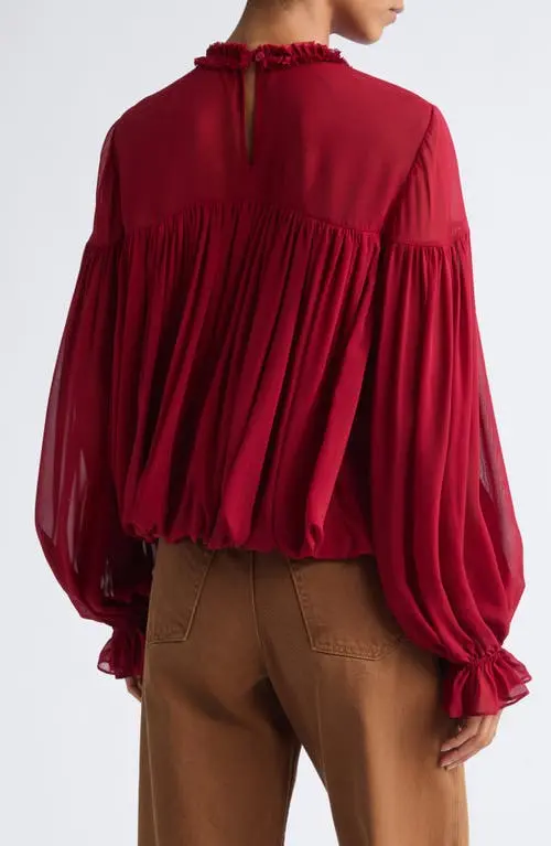 Ulla Johnson Floral Silk Chiffon Blouse - Cerise