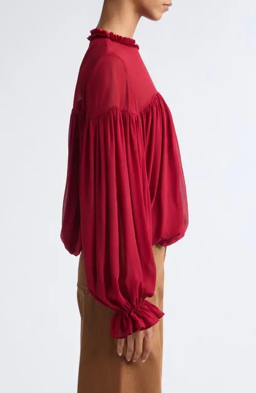 Ulla Johnson Floral Silk Chiffon Blouse - Cerise