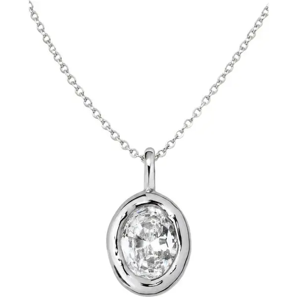 MADE BY MARY Tova Bezel Set Organic Charm Necklace - Silver