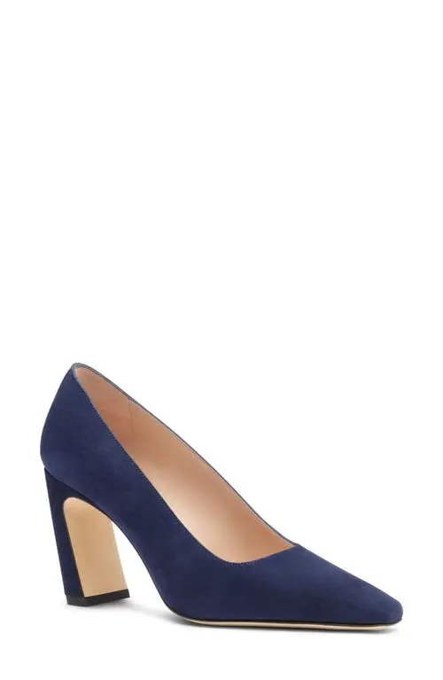 STUART WEITZMAN Stassi Croc Embossed Leather Pump - Nice Blue Suede