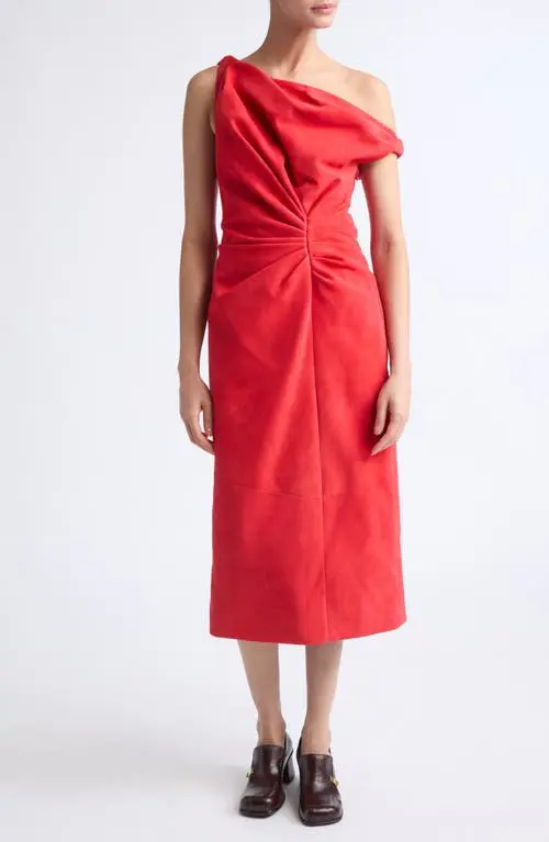Proenza Schouler Kaelin One-shoulder Suede Midi Dress - Red