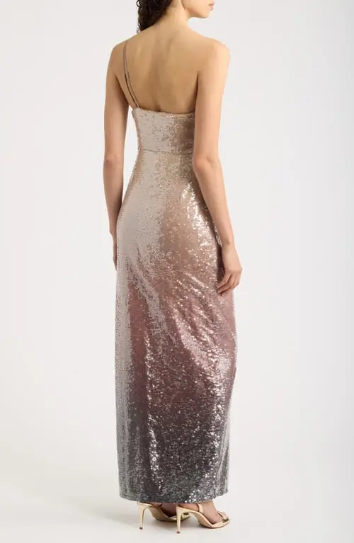 Line & Dot Mirage One-shoulder Sequin Gown