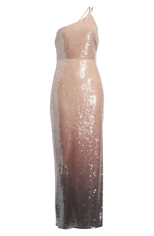 Line & Dot Mirage One-shoulder Sequin Gown