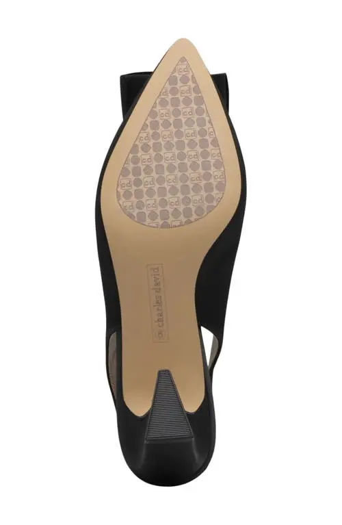 CHARLES DAVID Arsa Rosette Pointed Toe Slingback Pump - Black-st