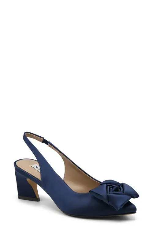 CHARLES DAVID Arsa Rosette Pointed Toe Slingback Pump - Navy-st