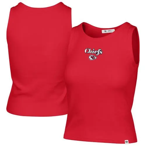 '47 Kansas City Chiefs Cropped Straight Cut Ribbed Baby Tank Top - Red