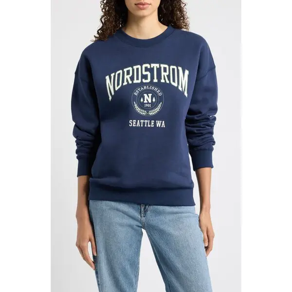 Nordstrom 125th Graphic Fleece Sweatshirt - Navy Iris