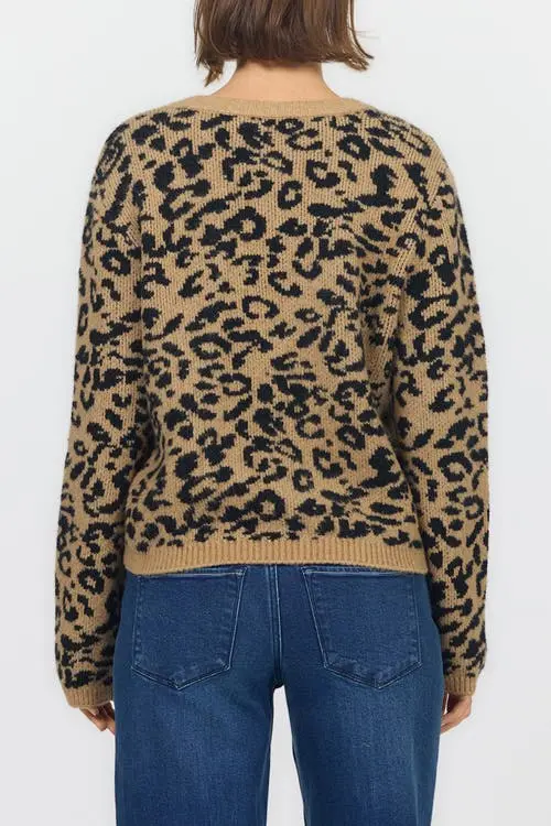 DEAR JOHN Naylani V-neck Leopard Print Cardigan