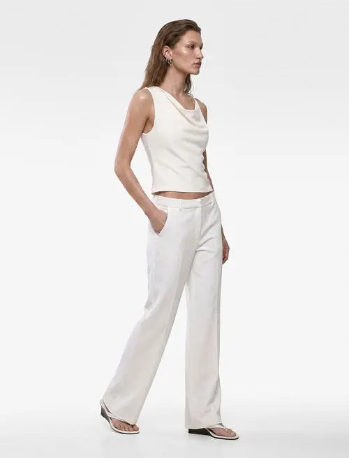 Koton Stone Detail Draped Cowl Neck Top