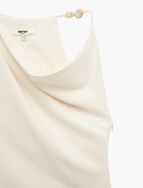 Koton Stone Detail Draped Cowl Neck Top