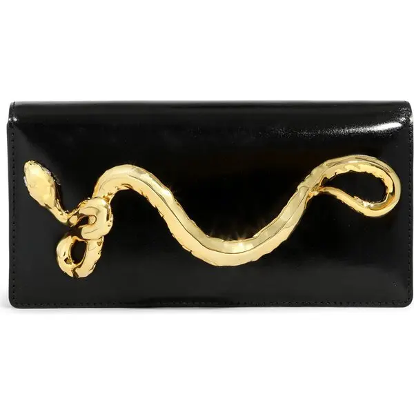 Alexis Bittar Serpent Side Handle Leather Clutch