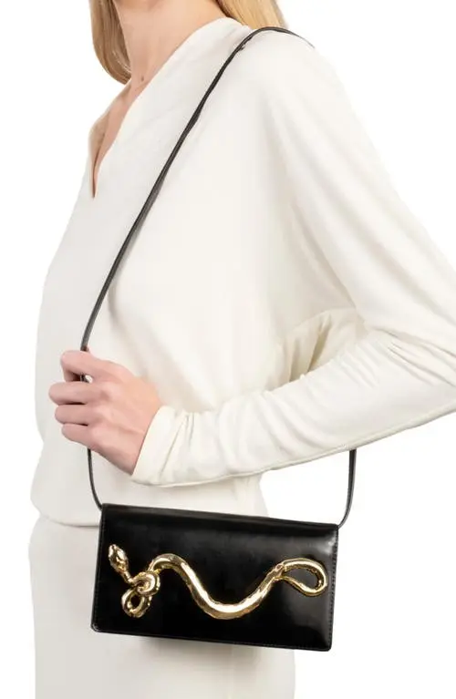 Alexis Bittar Serpent Side Handle Leather Clutch