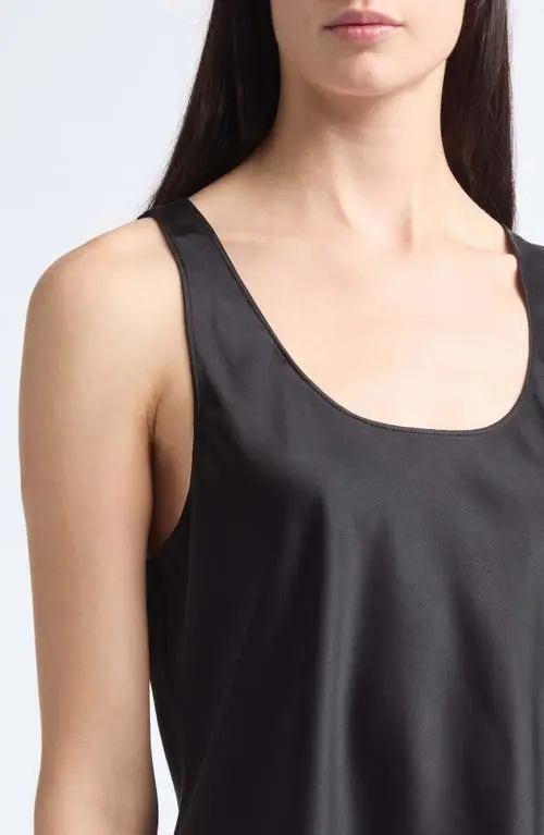 LESET Barb Satin Scoop Neck Tank - Black