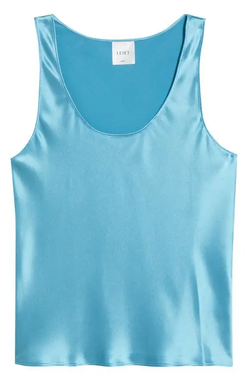 LESET Barb Satin Tank - Skye